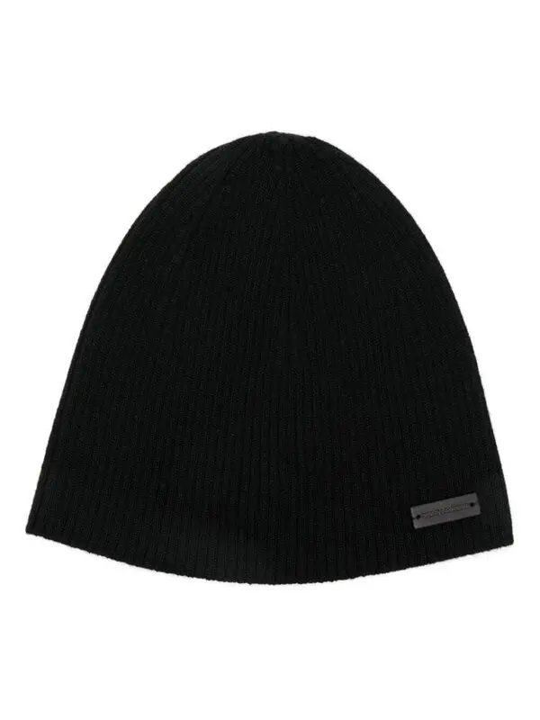 Saint Laurent Berretto Senza Risvolto A Costine - Black