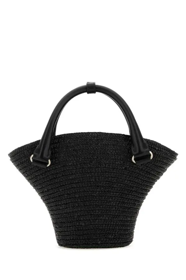 Balenciaga Straw Mini Beach Handbag - Black