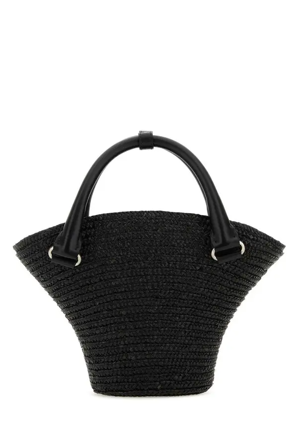 Balenciaga Straw Mini Beach Bag - Black