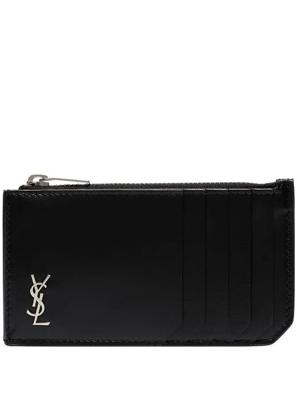 Saint Laurent Card Holder With Zip - Black