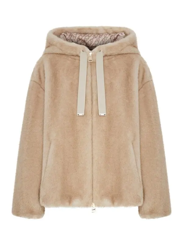 Herno Faux Fur Hooded Jacket - Cream