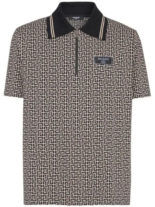 Balmain Labyrinth Polo Shirt With Jacquard Effect