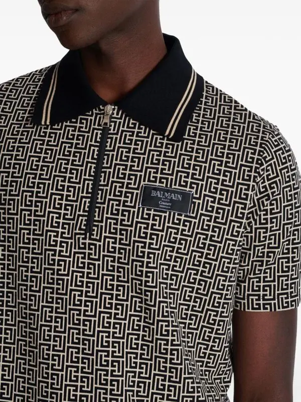 Balmain Labyrinth Polo Shirt With Jacquard Effect