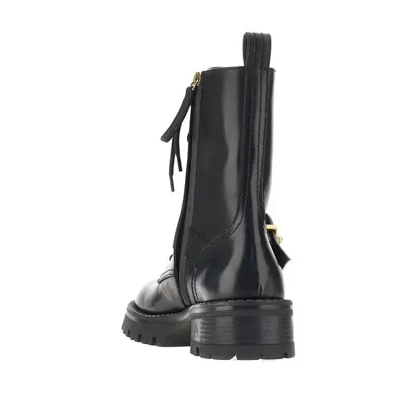 Versace Smooth Leather Combat Boots