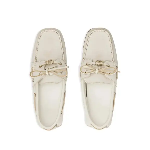 Gucci Leather Loafers - White
