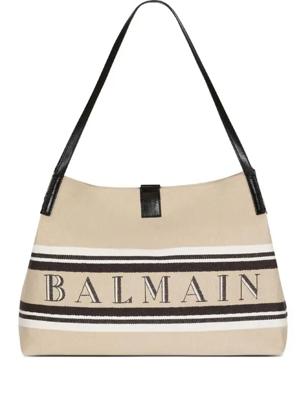Balmain Canvas And Leather Medium Tote - Multicolor