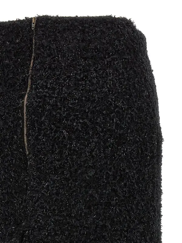 Balenciaga Tweed Midi Skirt - Black