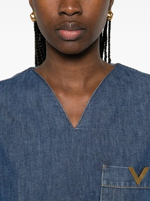 Valentino Garavani Vlogo Signature Denim Blouse - Multicolor