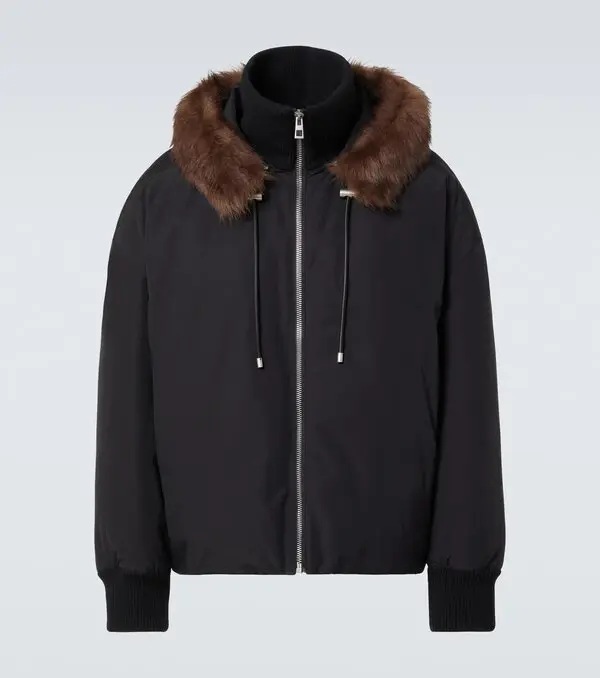 Loewe Shearling-trimmed Cotton-blend Jacket