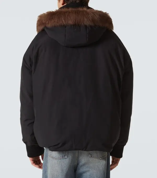 Loewe Shearling-trimmed Cotton-blend Jacket