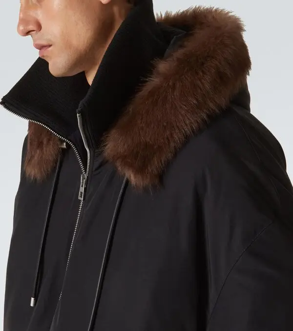 Loewe Shearling-trimmed Cotton-blend Jacket