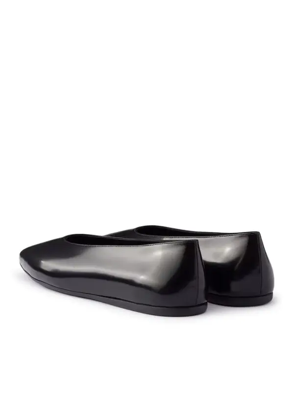 Prada Brushed Leather Ballerinas - Black