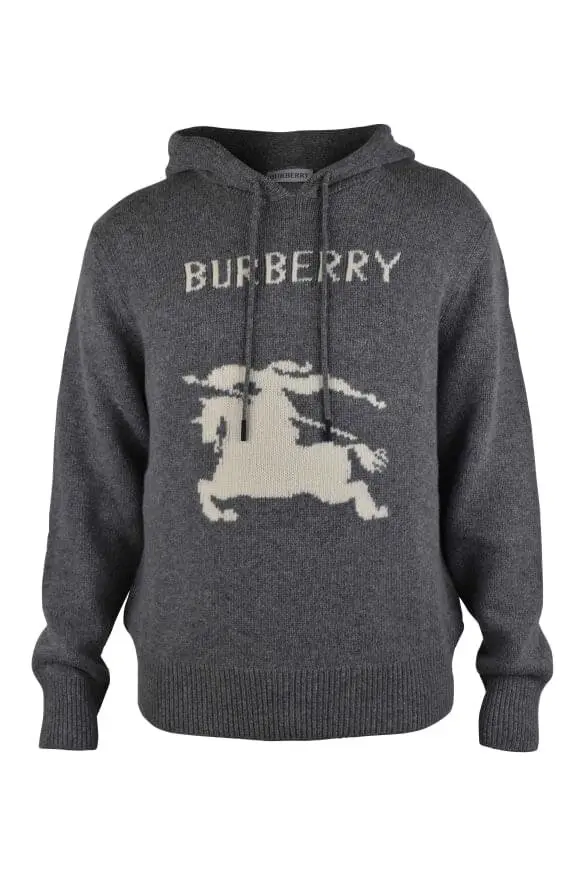 Burberry Cashmere Blend Hoodie - Gray