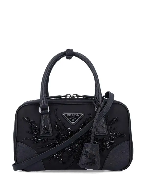 Prada Re-edition 1978 Embellished Two-handle Bag - Black