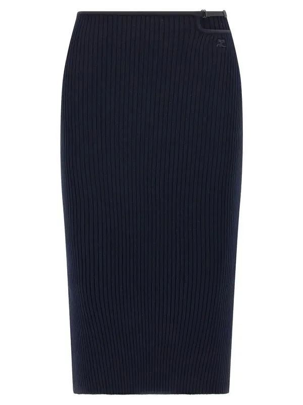 COURREGES Loop Rib Knit' Skirt - Blue