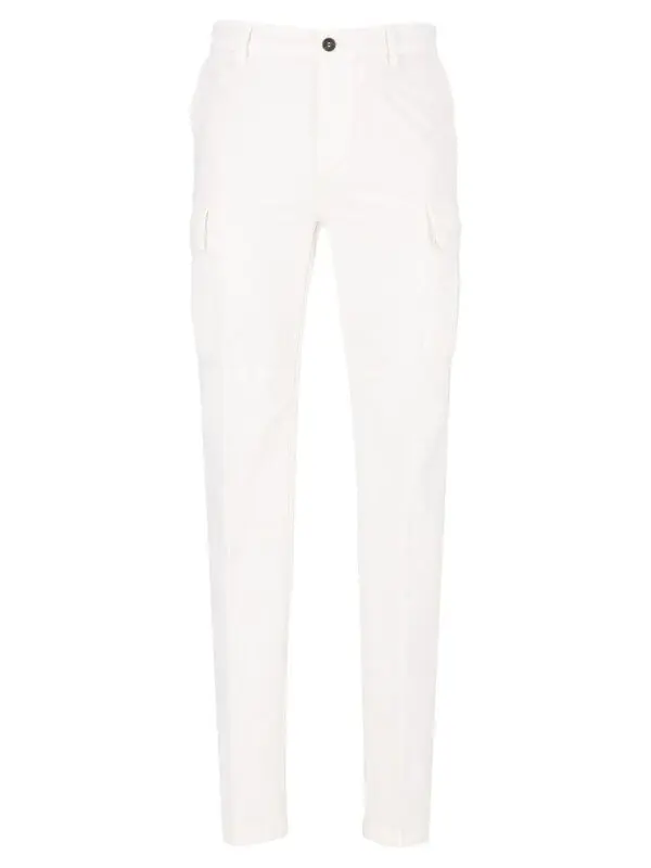 Eleventy Cotton-blend Cargo Trousers - White