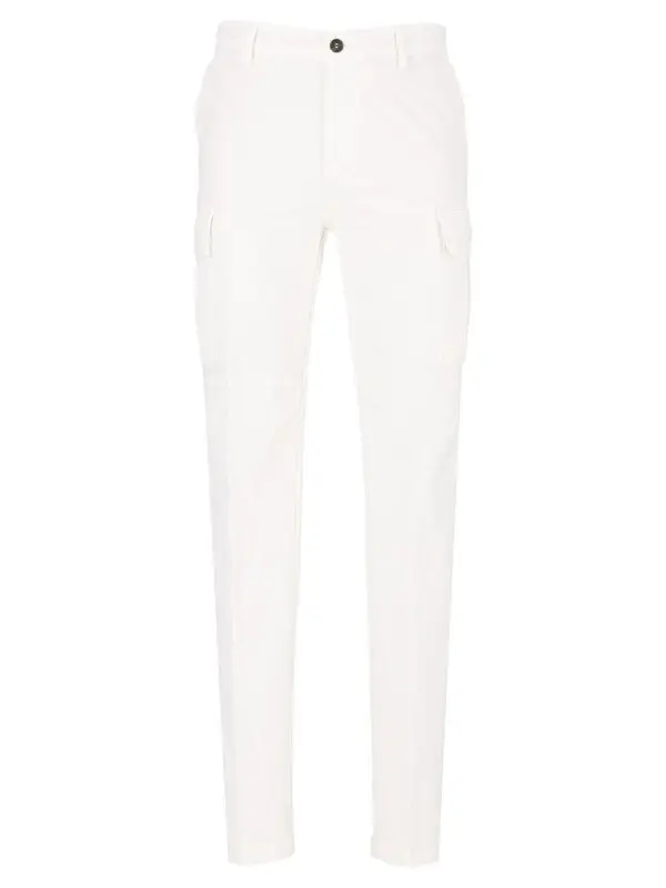 Eleventy Cotton-blend Cargo Trousers - White