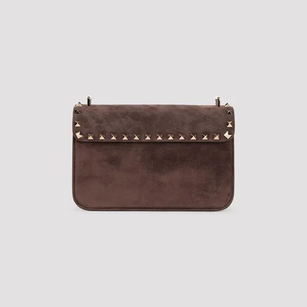 Valentino Garavani Rockstud Suede Small Shoulder Bag - Brown
