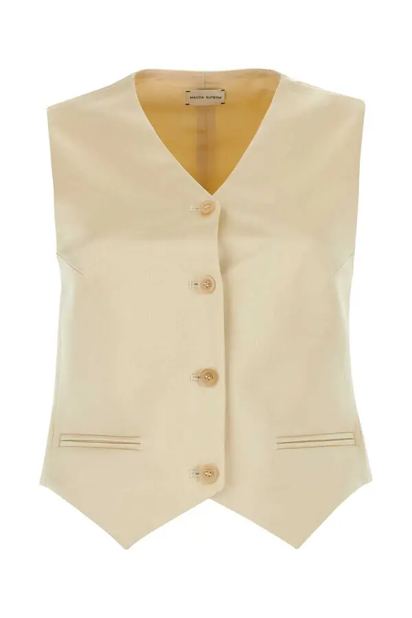 Magda Butrym Cream Cotton Blend Vest - Yellow