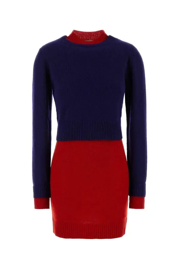 JIL SANDER Two-tone Wool Blend Dress