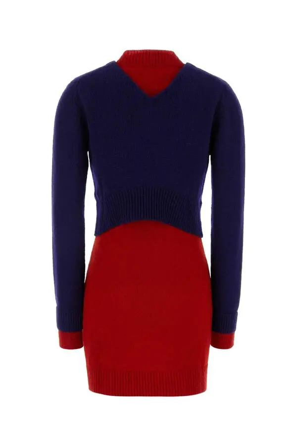 JIL SANDER Two-tone Wool Blend Dress