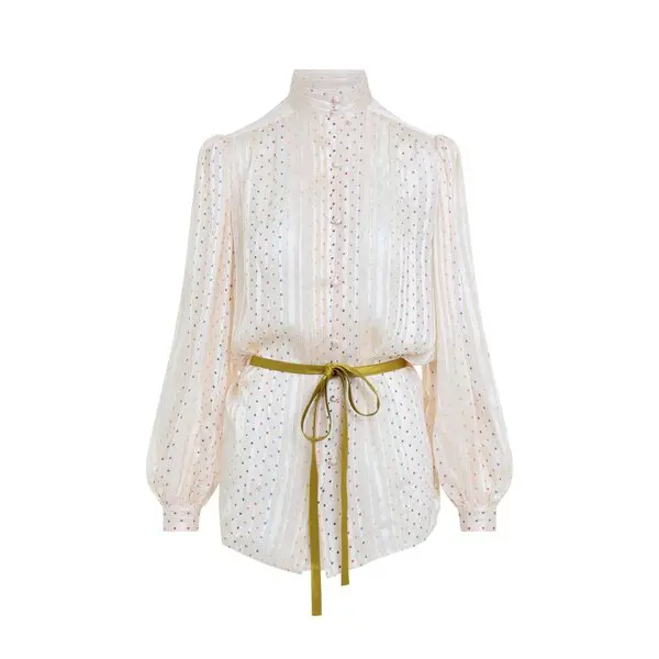 Valentino Garavani Metallic Striped Silk Shirt - Multicolor
