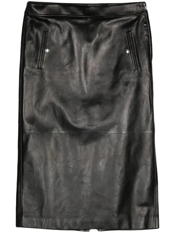 Alexander McQueen Low Waist Leather Skirt - Black