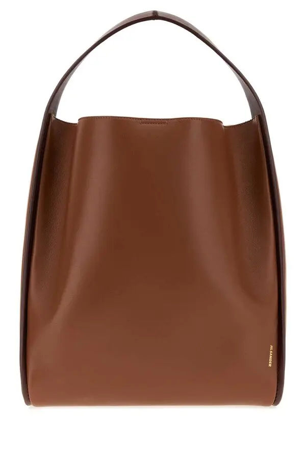 JIL SANDER Caramel Leather Pivot Bucket Bag