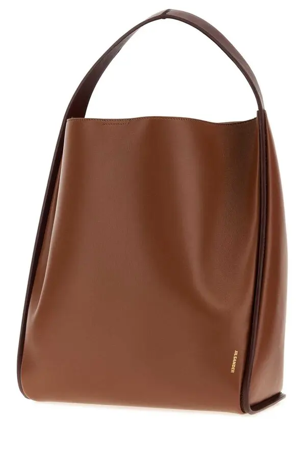 JIL SANDER Caramel Leather Pivot Bucket Bag - Brown