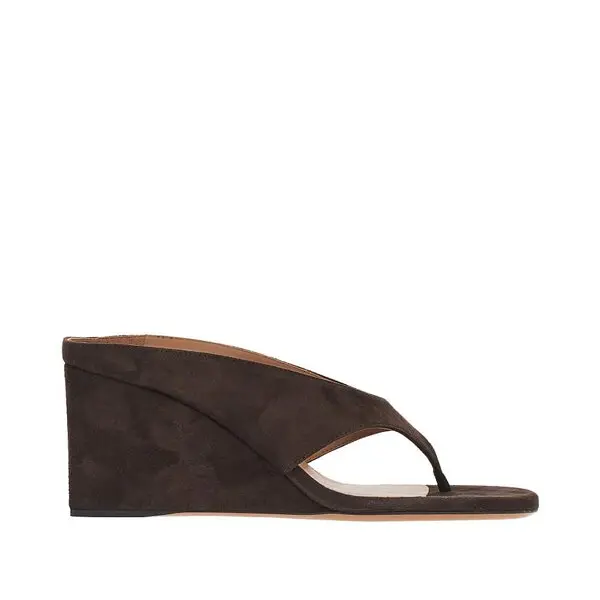 Alaïa Suede Leather Cube Thong Mules - Brown