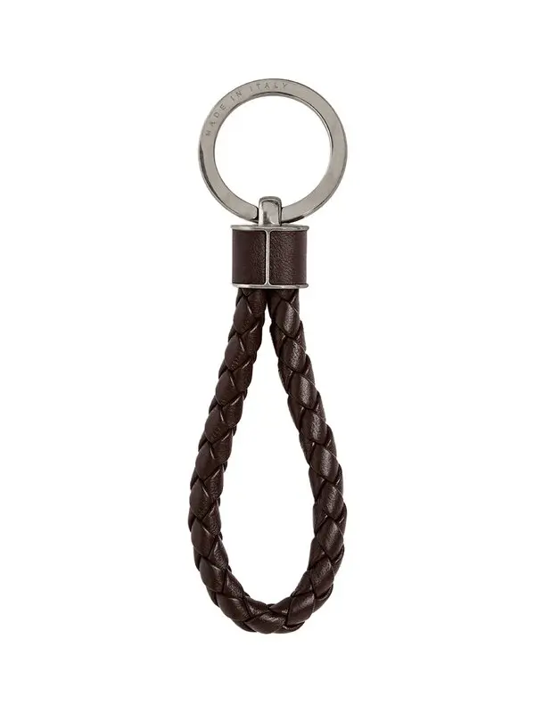 Bottega Veneta Intreccio Key Ring - Brown