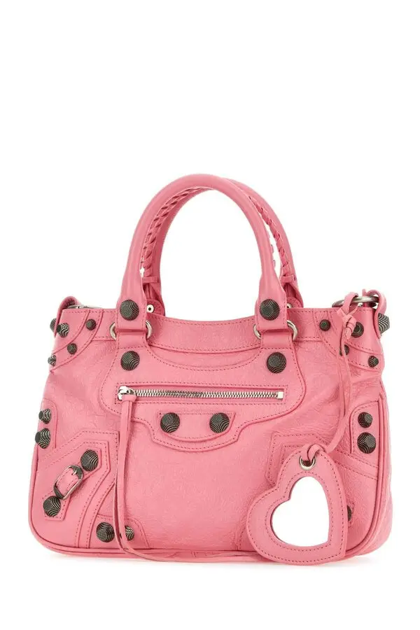 Balenciaga Max Mara Medium Calfskin Leather Holdall Cargo Bowling Bag - Pink