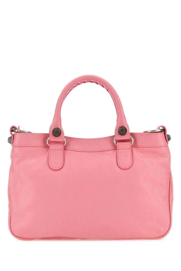 Balenciaga Max Mara Medium Calfskin Leather Holdall Cargo Bowling Bag - Pink