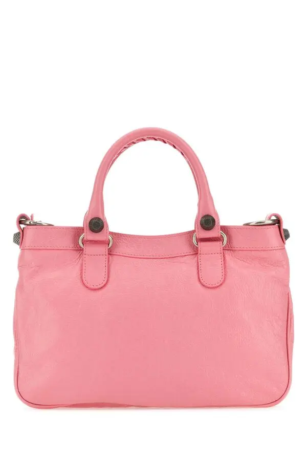 Balenciaga Max Mara Medium Calfskin Leather Holdall Cargo Bowling Bag - Pink