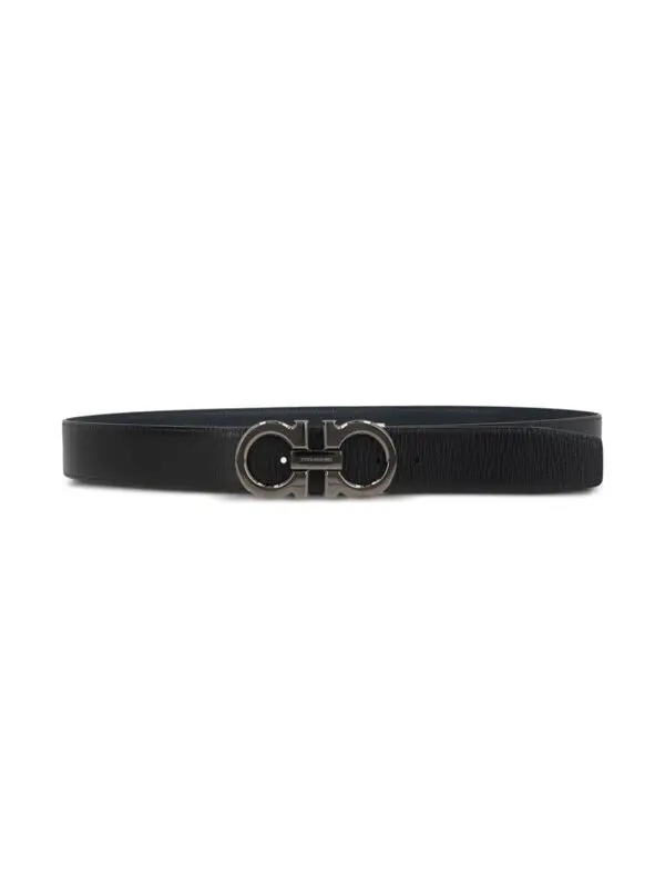 FERRAGAMO Semi-matt Grained Leather Reversible Gancini Belt