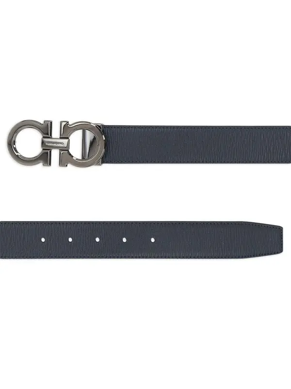 FERRAGAMO Semi-matt Grained Leather Reversible Gancini Belt