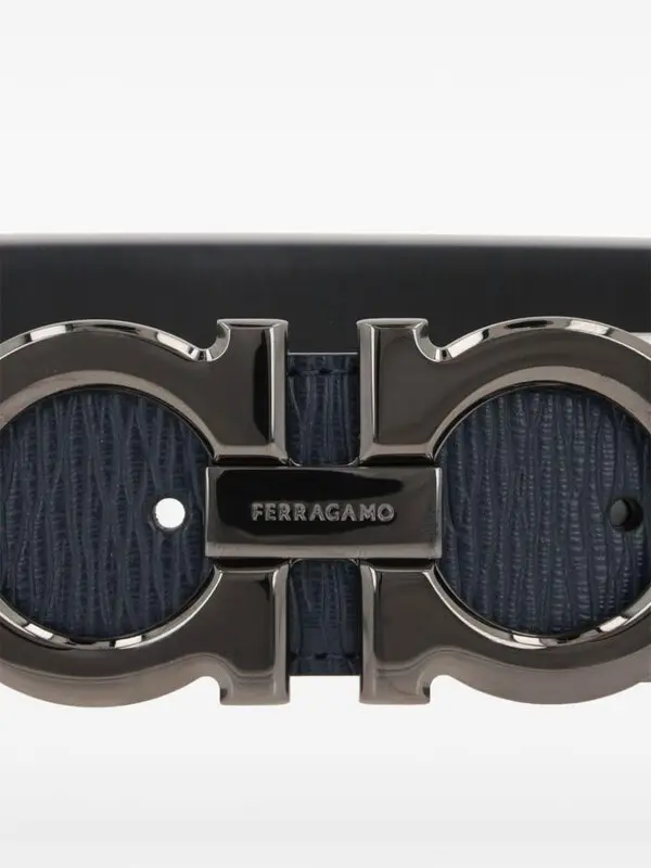 FERRAGAMO Semi-matt Grained Leather Reversible Gancini Belt
