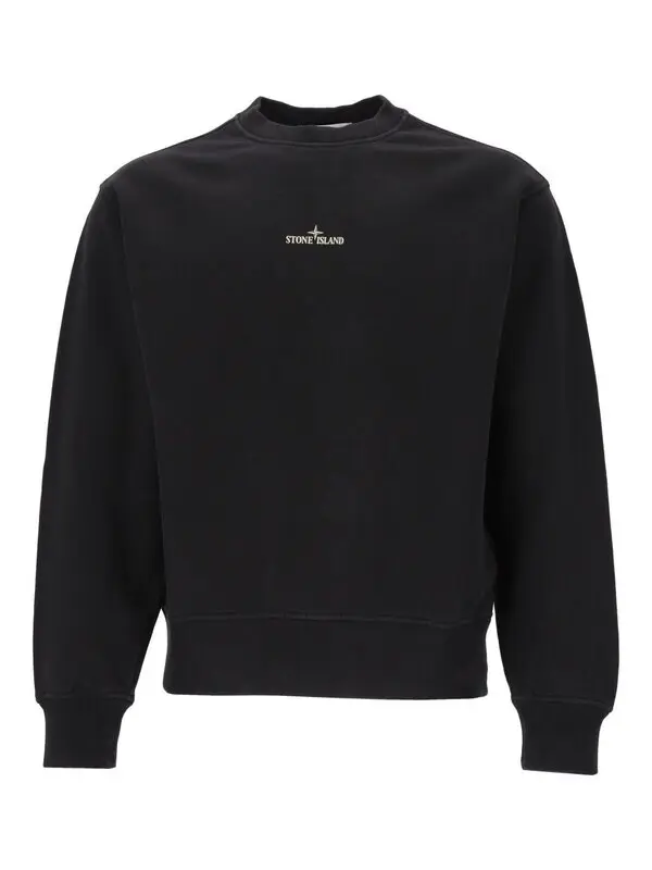 Stone Island Organic Cotton Fleece Crewneck Sweatshirt - Black