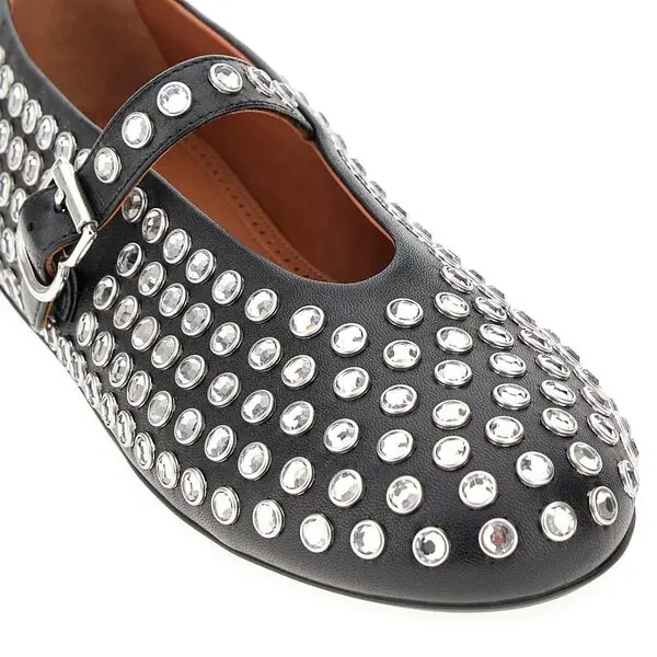 Alaïa Strass-embellished Leather Ballerinas - Black