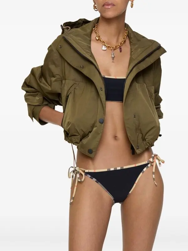 Burberry Check-trimmed Stretch Nylon Bikini Bottoms