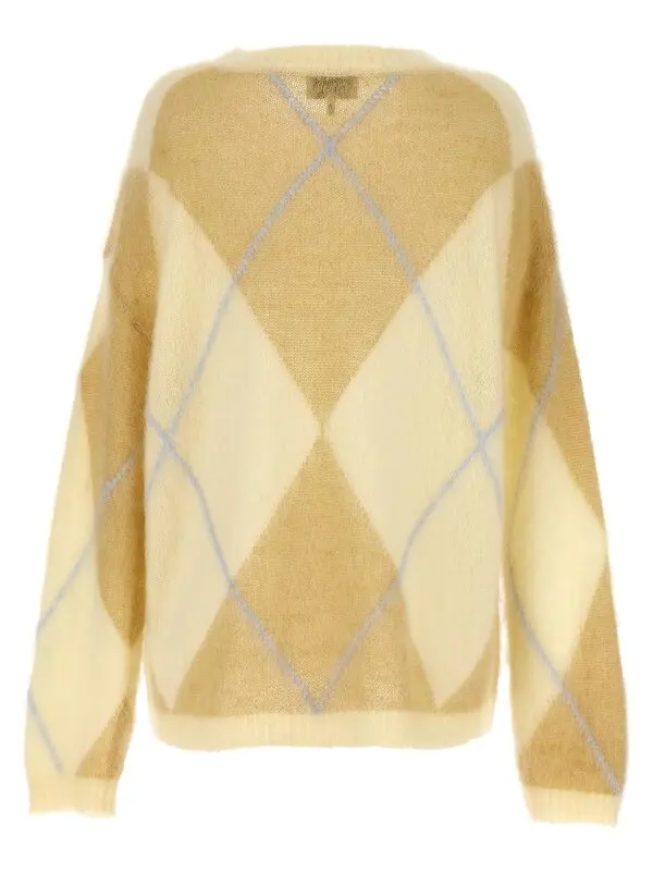 GANNI Logo Embroidery Diamond Sweater