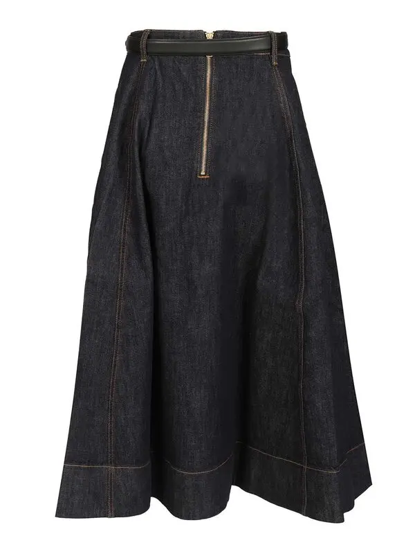 SELF-PORTRAIT Denim Midi Skirt