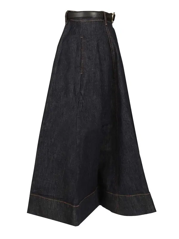 SELF-PORTRAIT Denim Midi Skirt