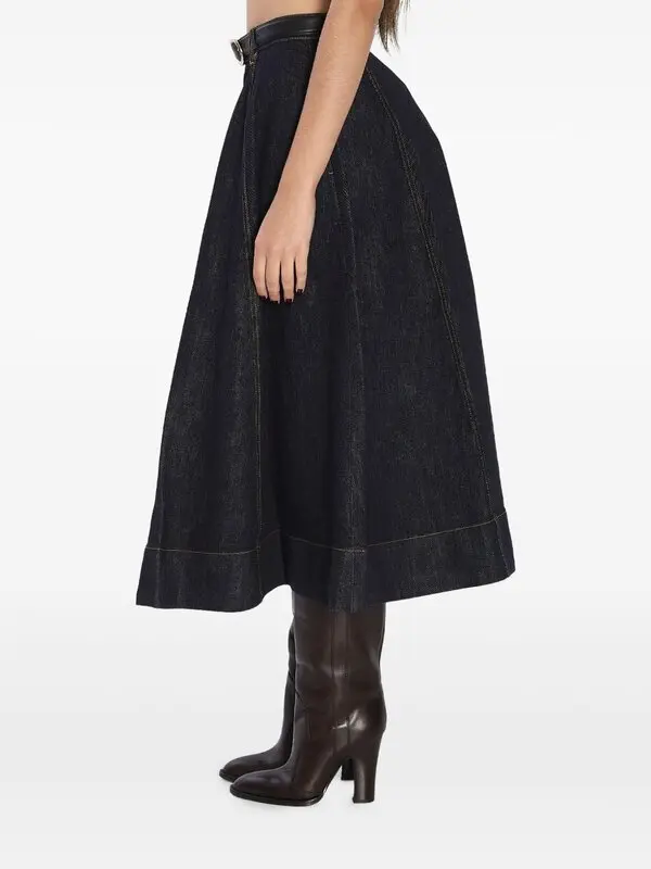 SELF-PORTRAIT Denim Midi Skirt