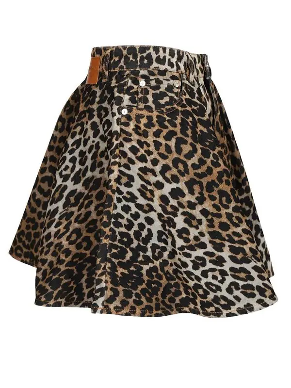 GANNI Leopard Print Miniskirt - Multicolor