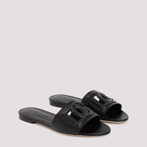 Dolce & Gabbana Flat Slides Sandals - Black