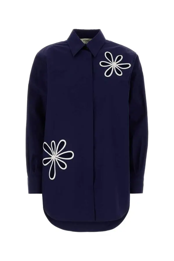 Fendi Navy Poplin Shirt - Blue