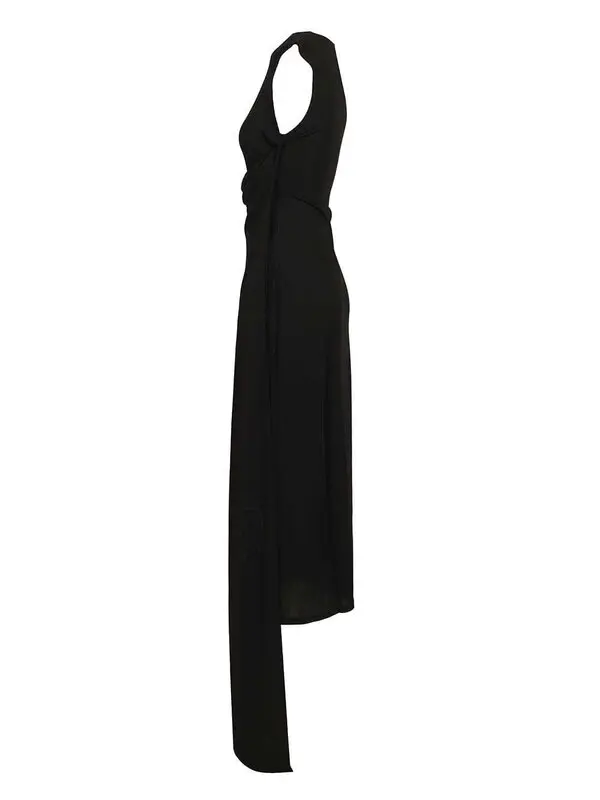 AMI Paris Jersey Crepe Long Dress - Black