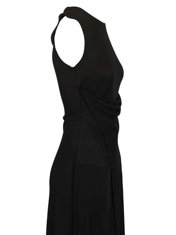 AMI Paris Jersey Crepe Long Dress - Black