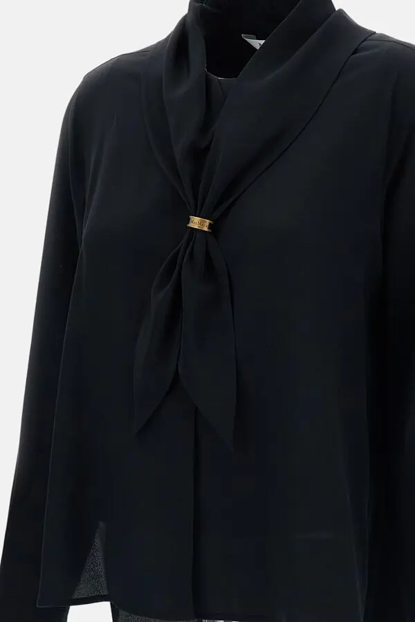 Max Mara Tie-neck Scarf Silk Shirt - Multicolor